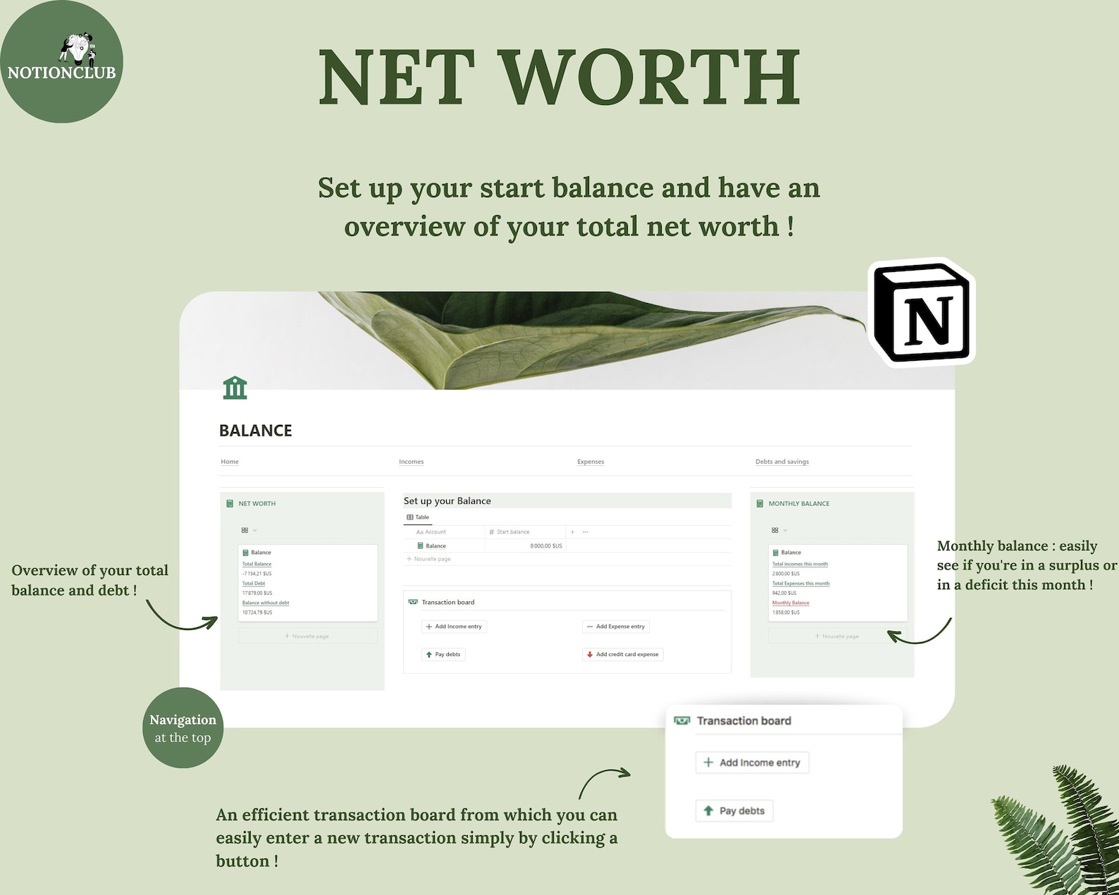 Notion Finance Template, Notion Dashboard, Income and Expense Tracker ...