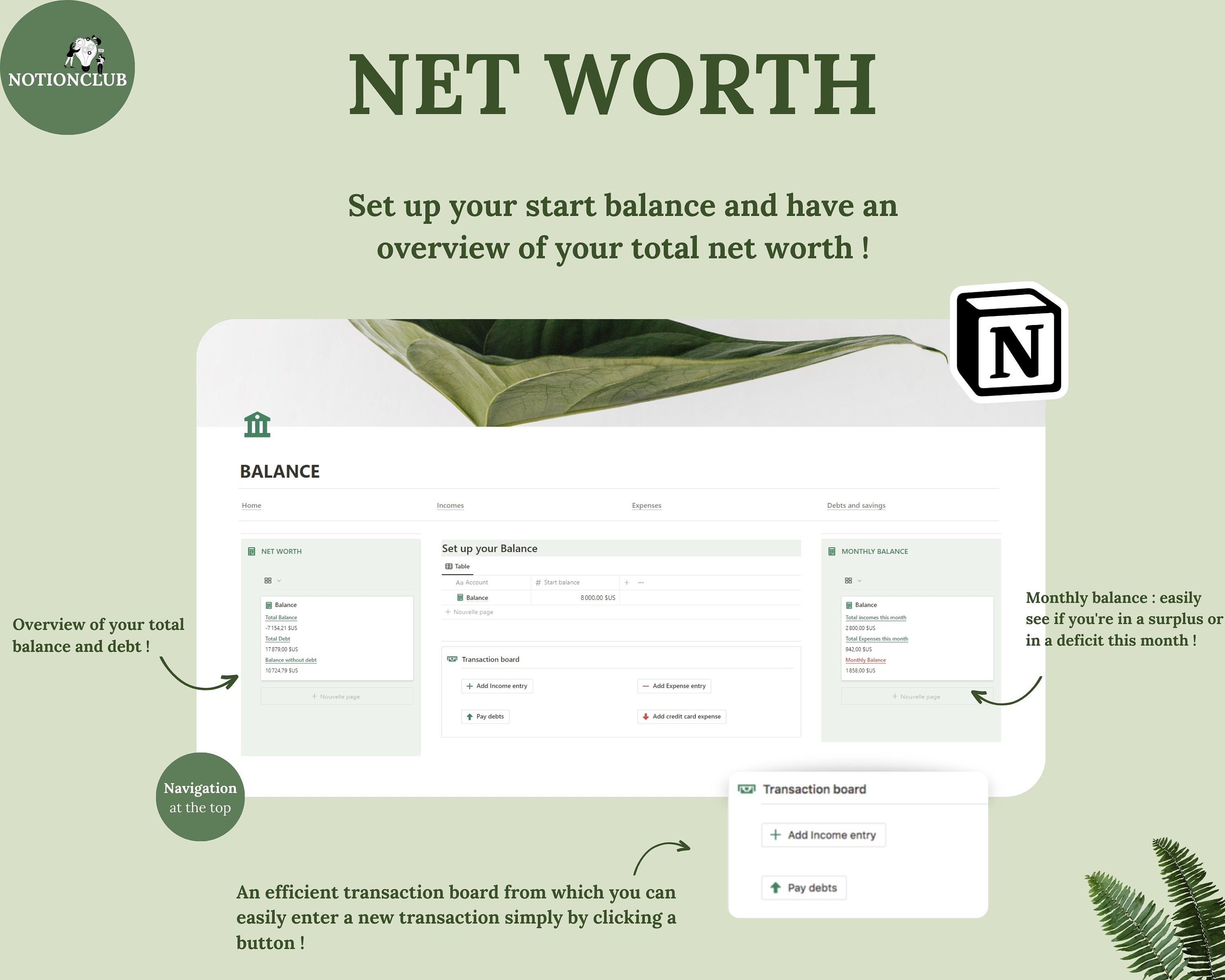 Notion Finance Template, Notion Dashboard, Income and Expense Tracker ...