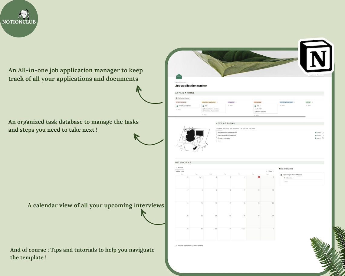 Notion Template Job Tracker, Notion Template 2023, Notion Template Work ...