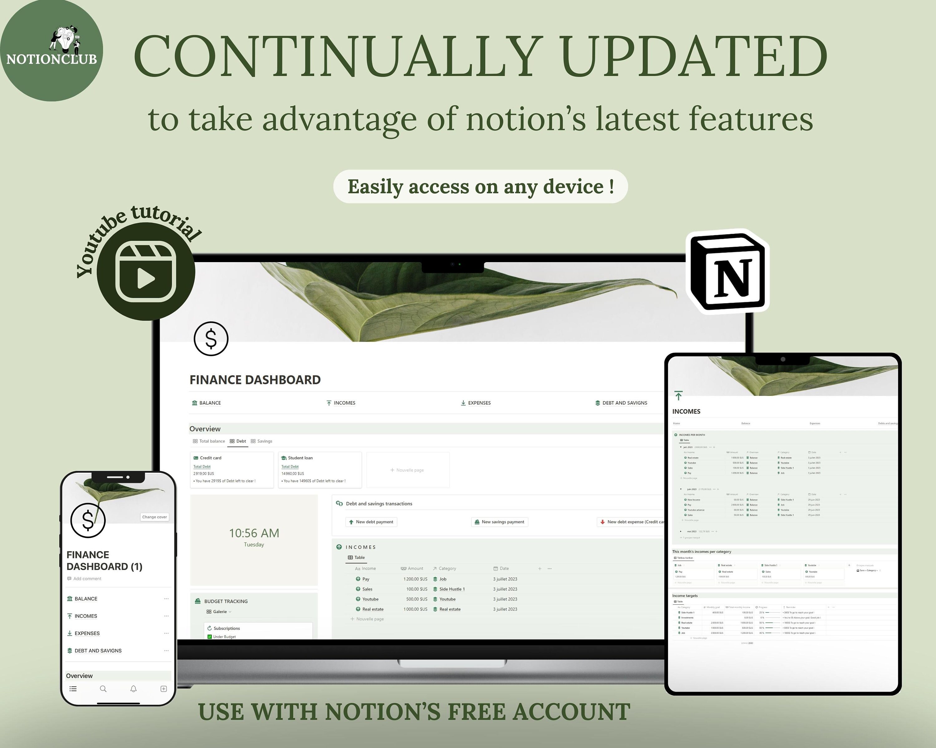 Notion Finance Template, Notion Dashboard, Income and Expense Tracker ...