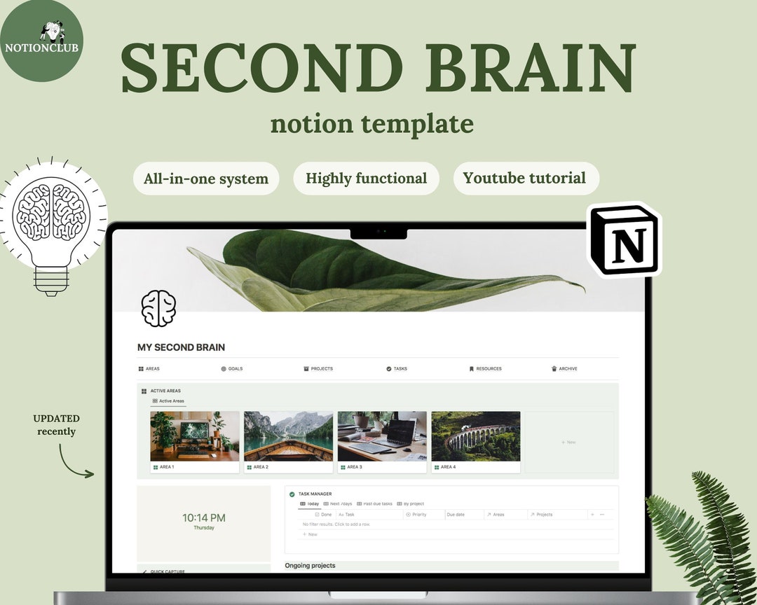 Notion Second Brain Template, Notion Dashboard, Notion Template 2023, Notion Planner, Notion All ...