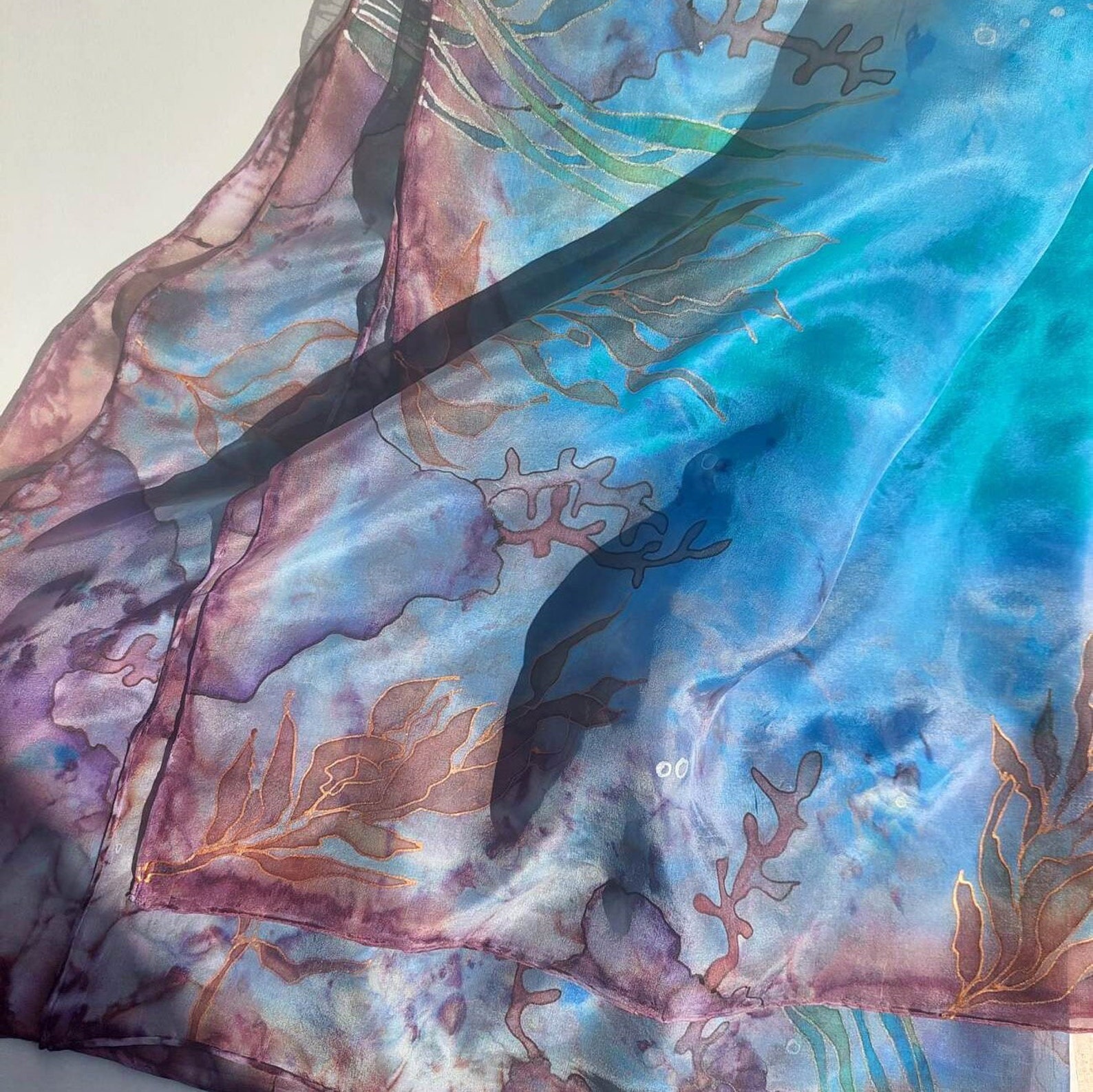 Painted Natural Silk Scarf, Silk Scarf Square, Scarves for Women ...