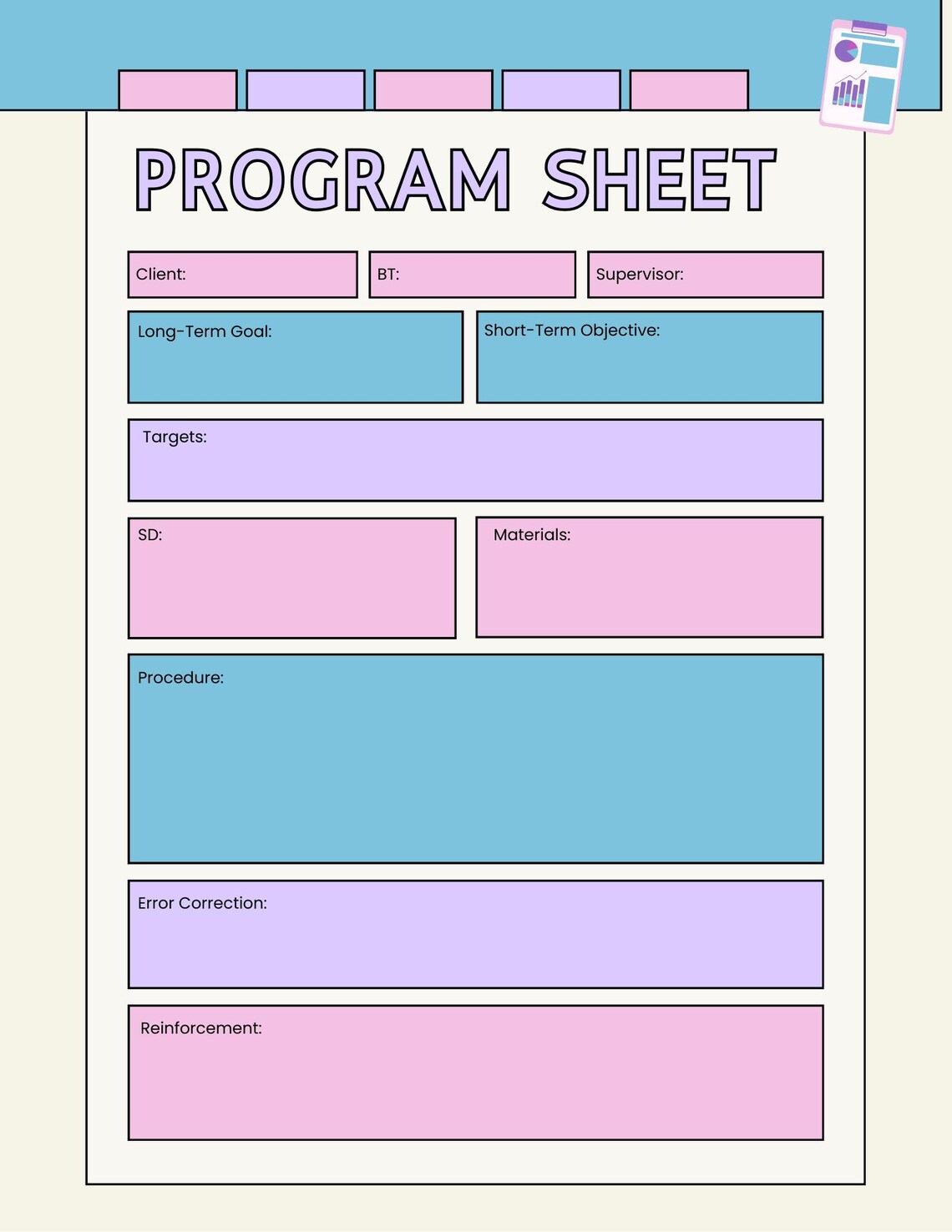 ABA Program Sheet - Instructional Notes - Etsy
