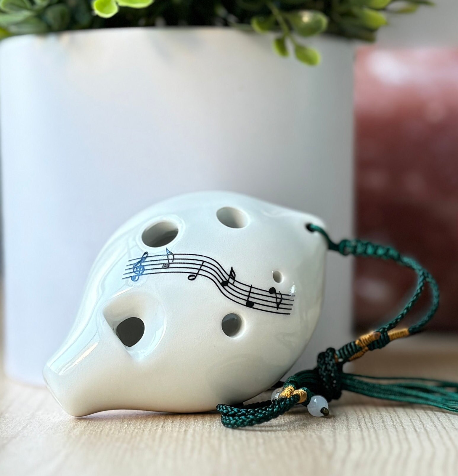 Soprano G 6 Hole White Music Notes Ceramic Ocarina - Etsy