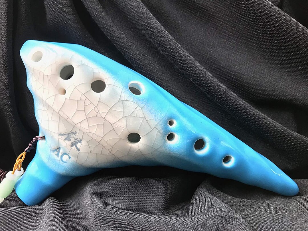 Professional 12 Hole Alto C Ocarina-blue Glaze W/natural Crackles ...