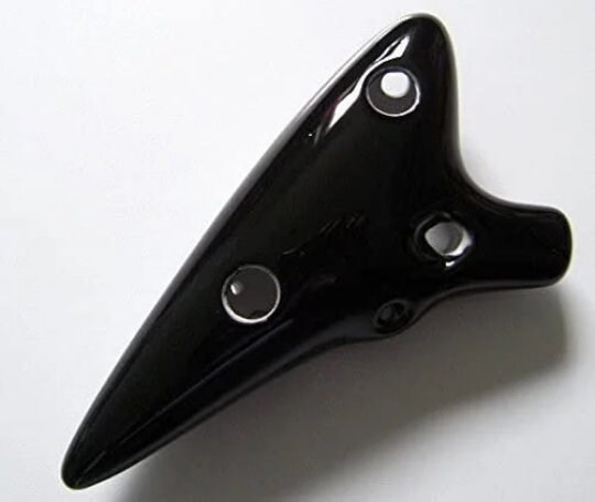 Soprano G 12 Hole Black Diamond Ceramic Ocarina. Black Glaze Base W ...