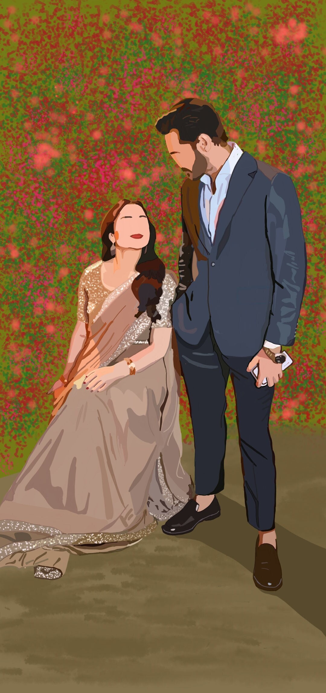 Personalized Couple Digital Portraits, Wedding, Gift Idea, Home Decor ...