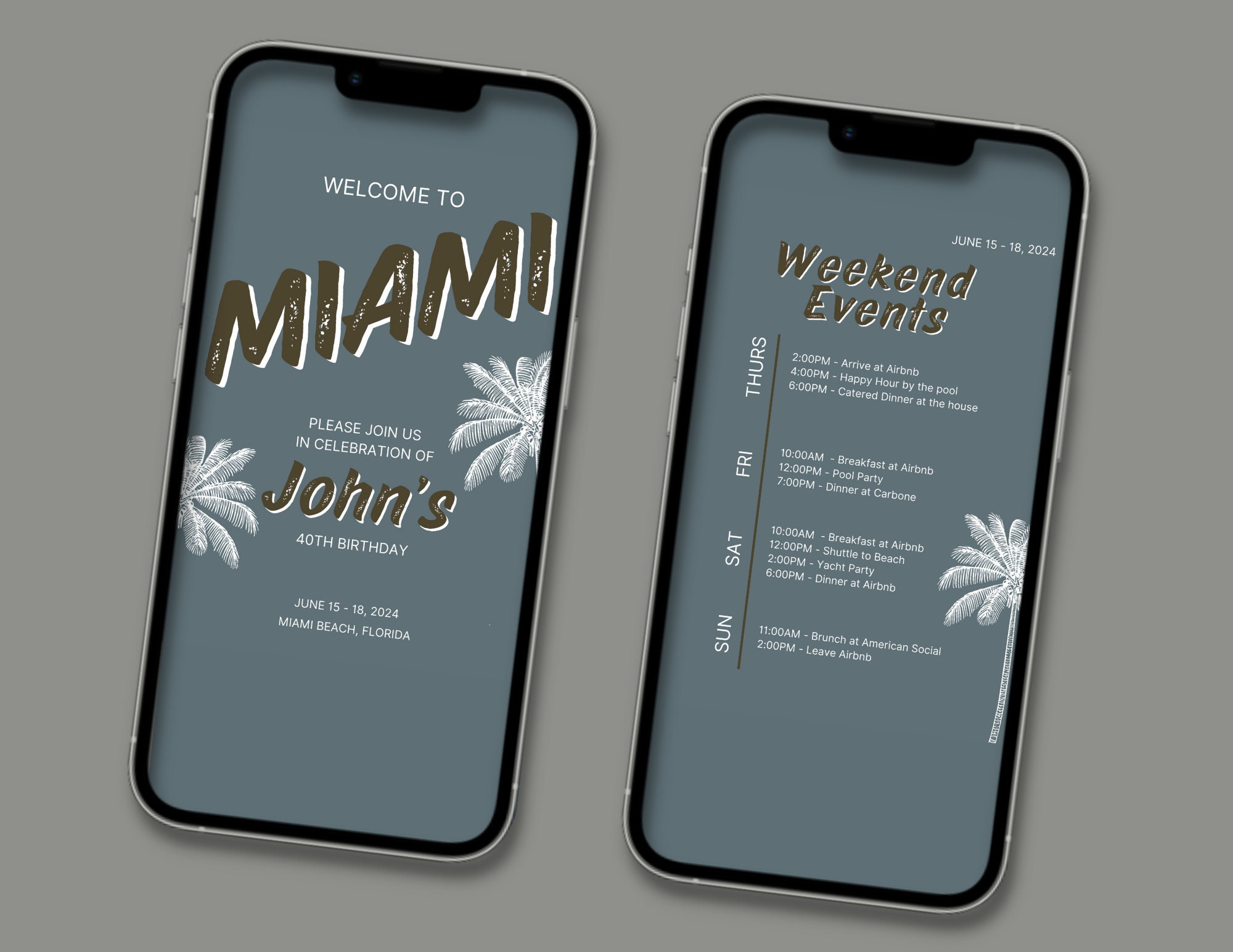 Miami Birthday Invitation & Itinerary Template - Etsy