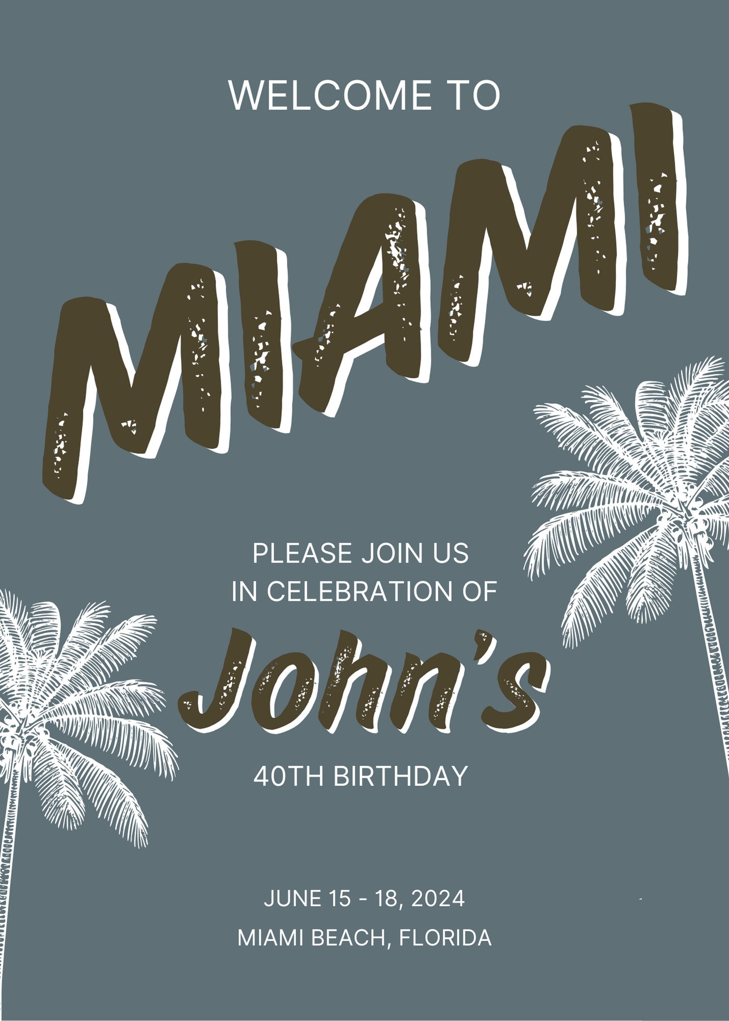 Miami Birthday Invitation & Itinerary Template - Etsy