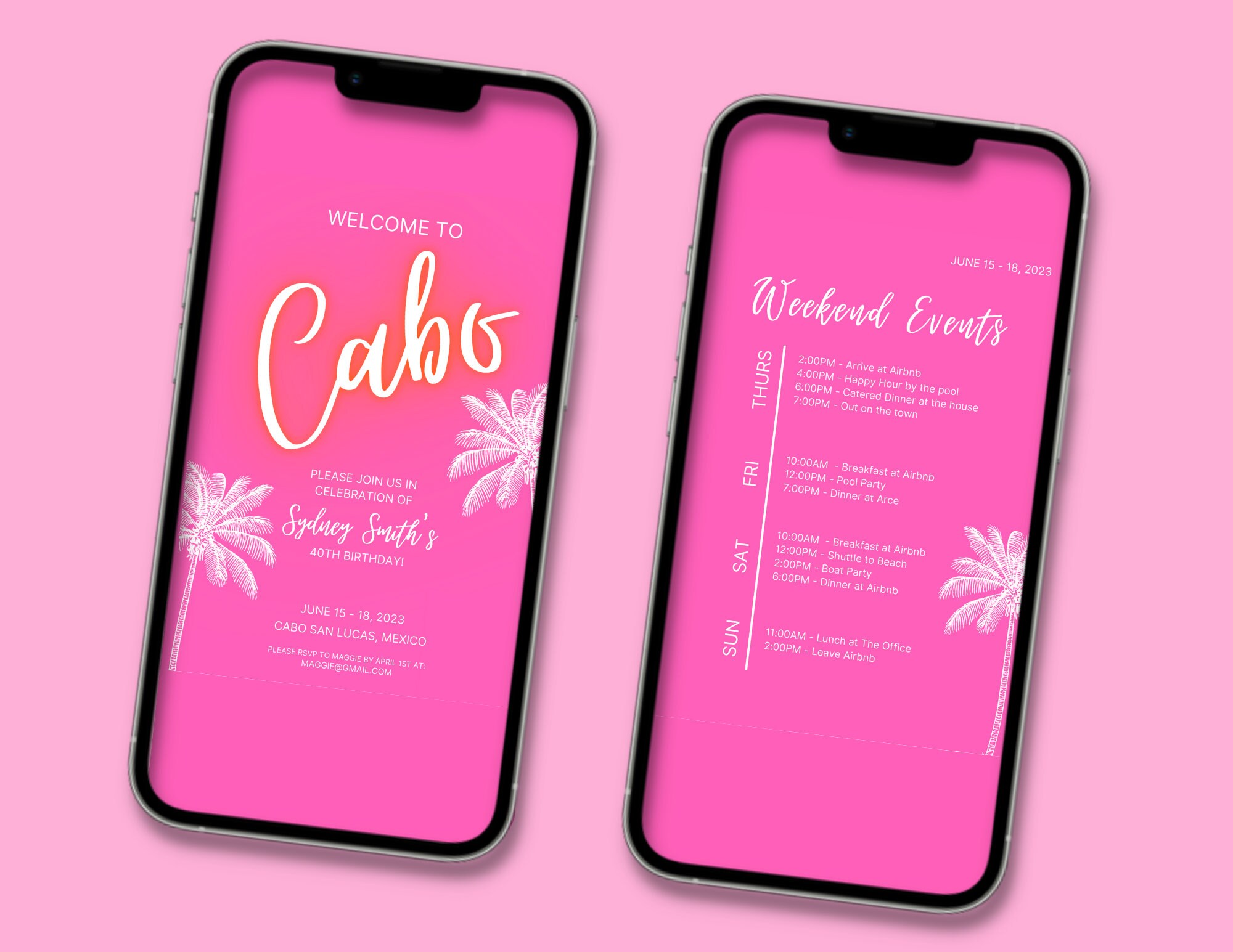 Cabo Birthday Bachelorette Invitation & Itinerary Template - Etsy