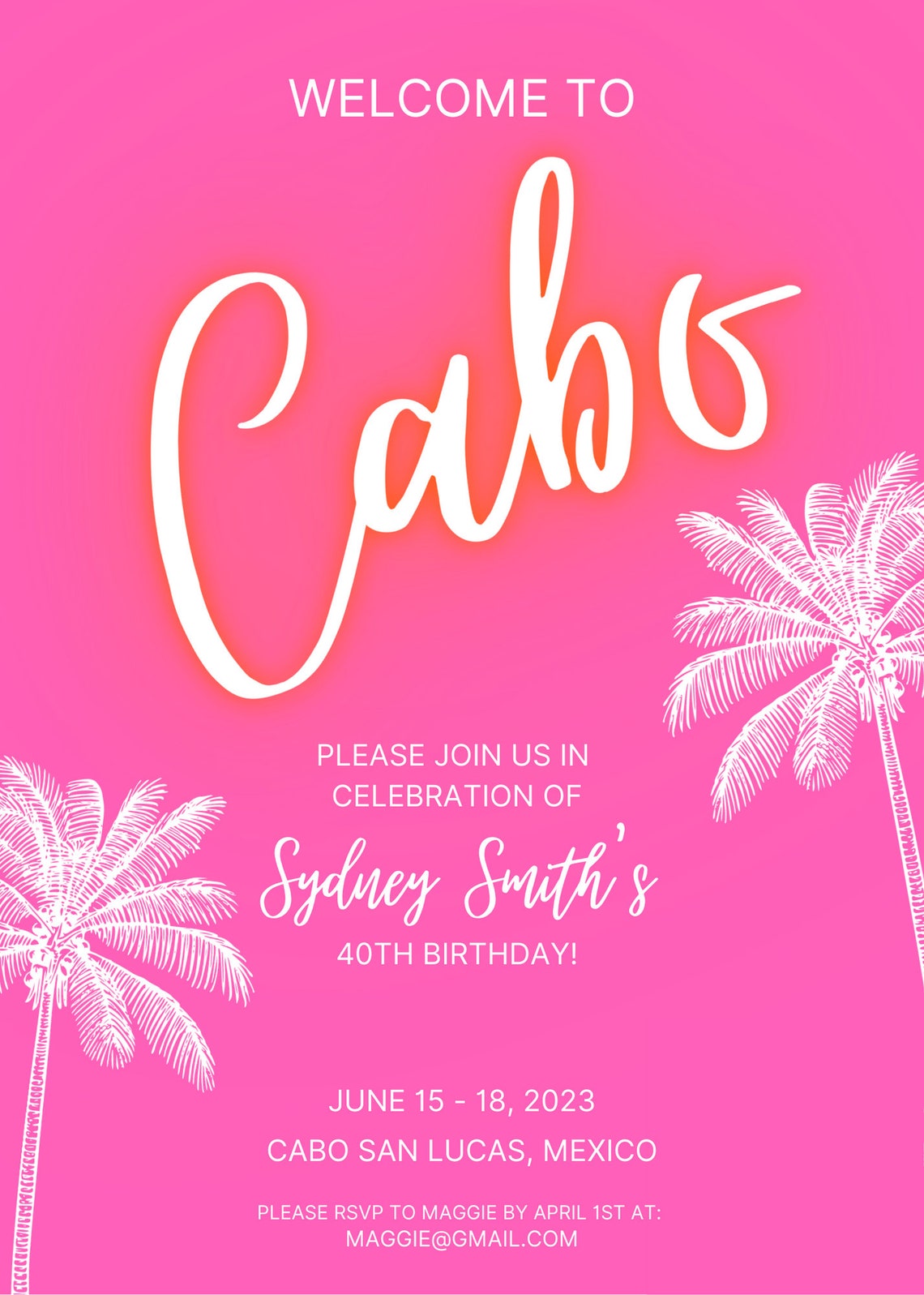 Cabo Birthday Bachelorette Invitation & Itinerary Template - Etsy
