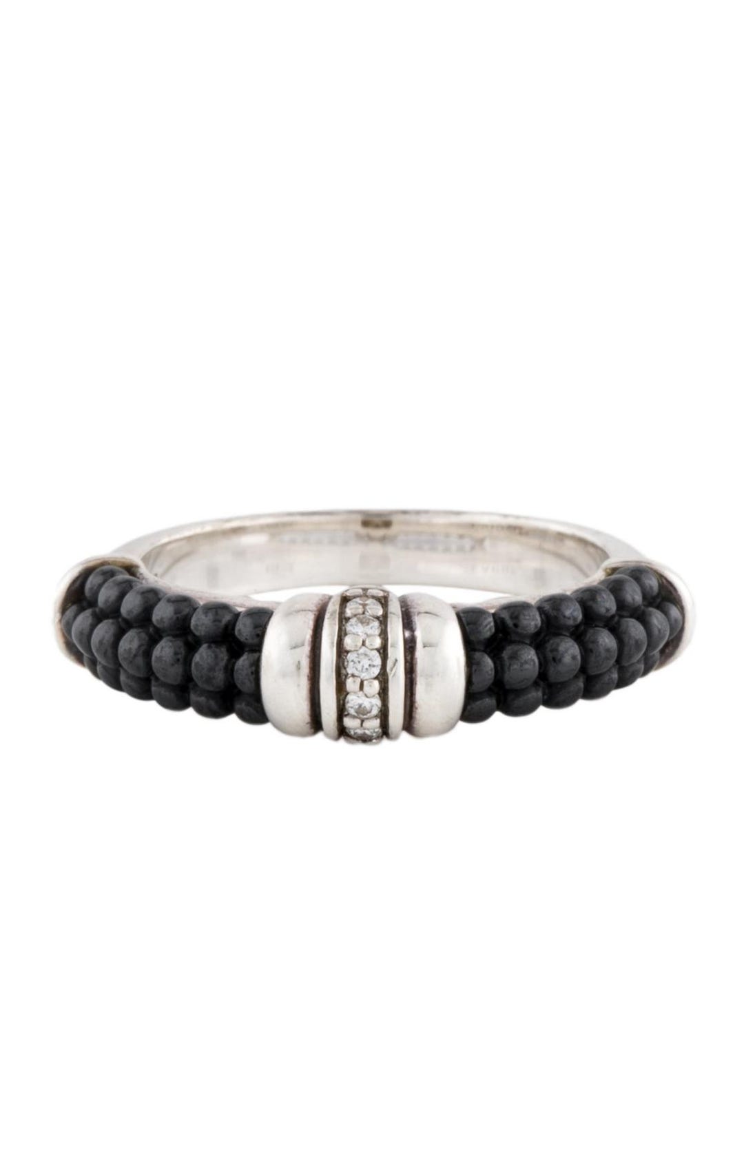 Lagos Black Ceramic Sterling Silver & Diamond Stacking Band Ring - Etsy