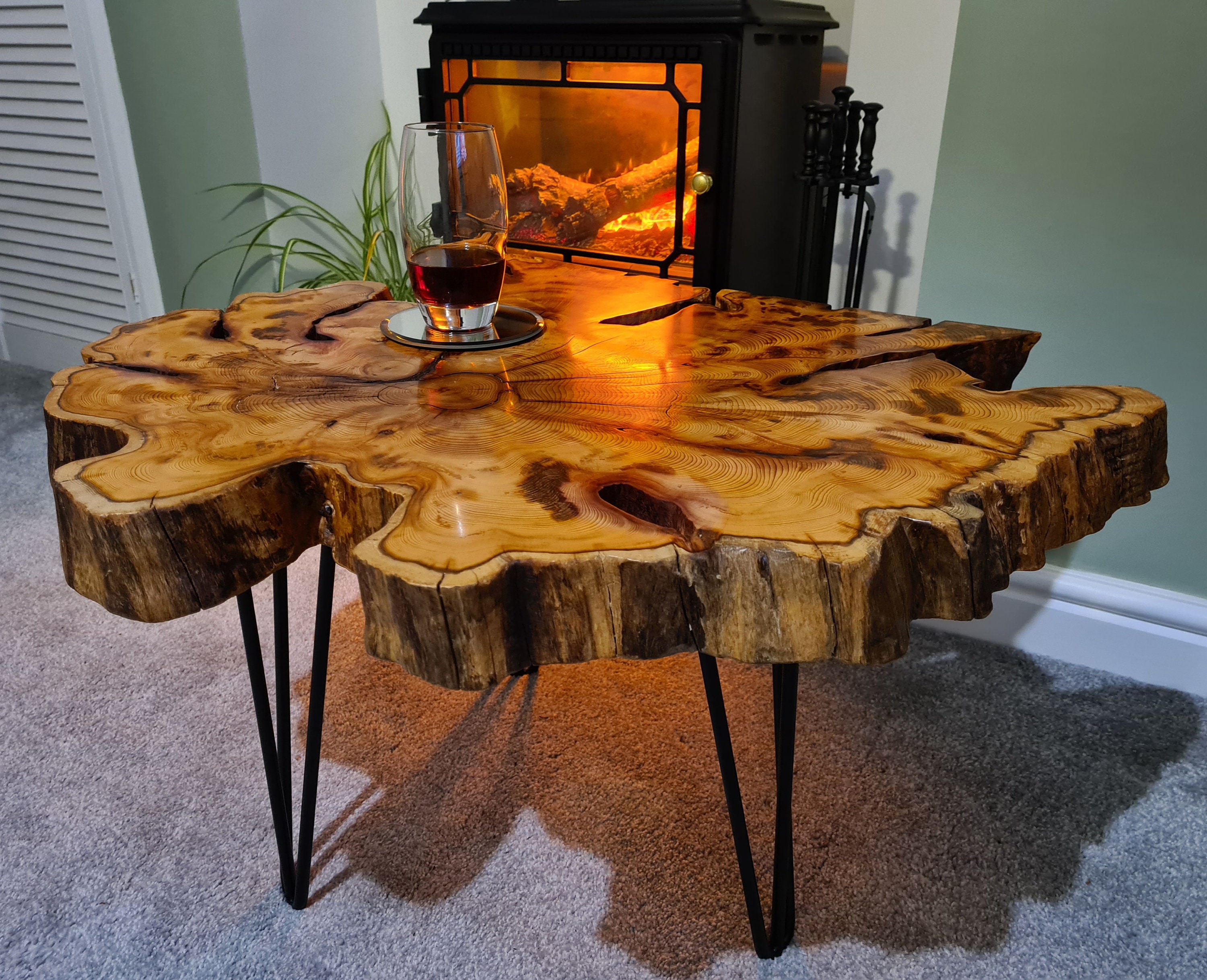 Yew Tree Wood Slice Coffee Table - Etsy UK