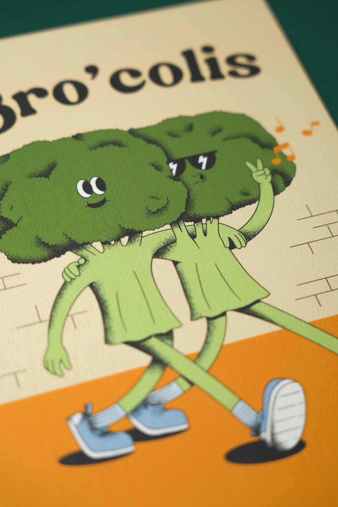 Retro Broccoli Poster, Art Print, Fun Wall Art, Friendship Gift, Retro ...