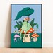 Retro Frog Poster, Cute Frog Print, Art Print, Trendy Art Wall ...