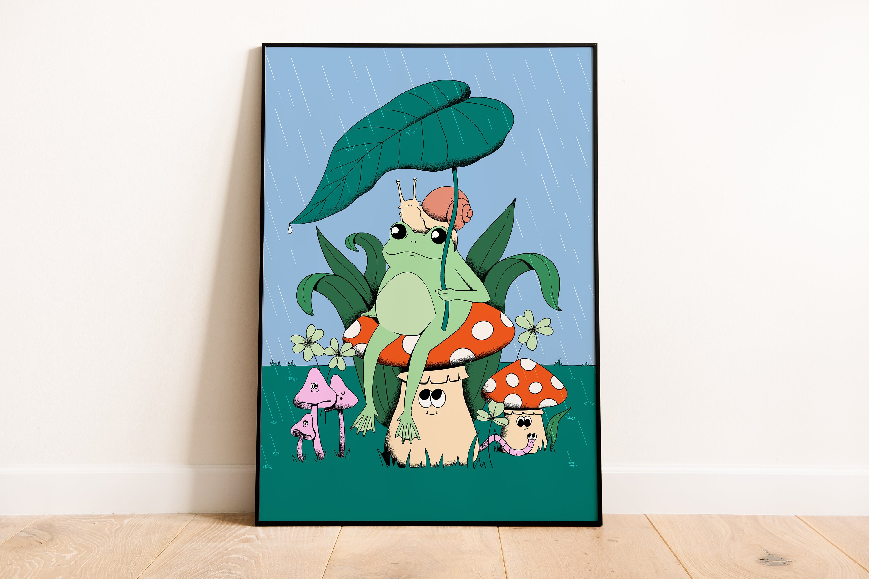 Retro Frog Poster, Cute Frog Print, Art Print, Trendy Art Wall ...