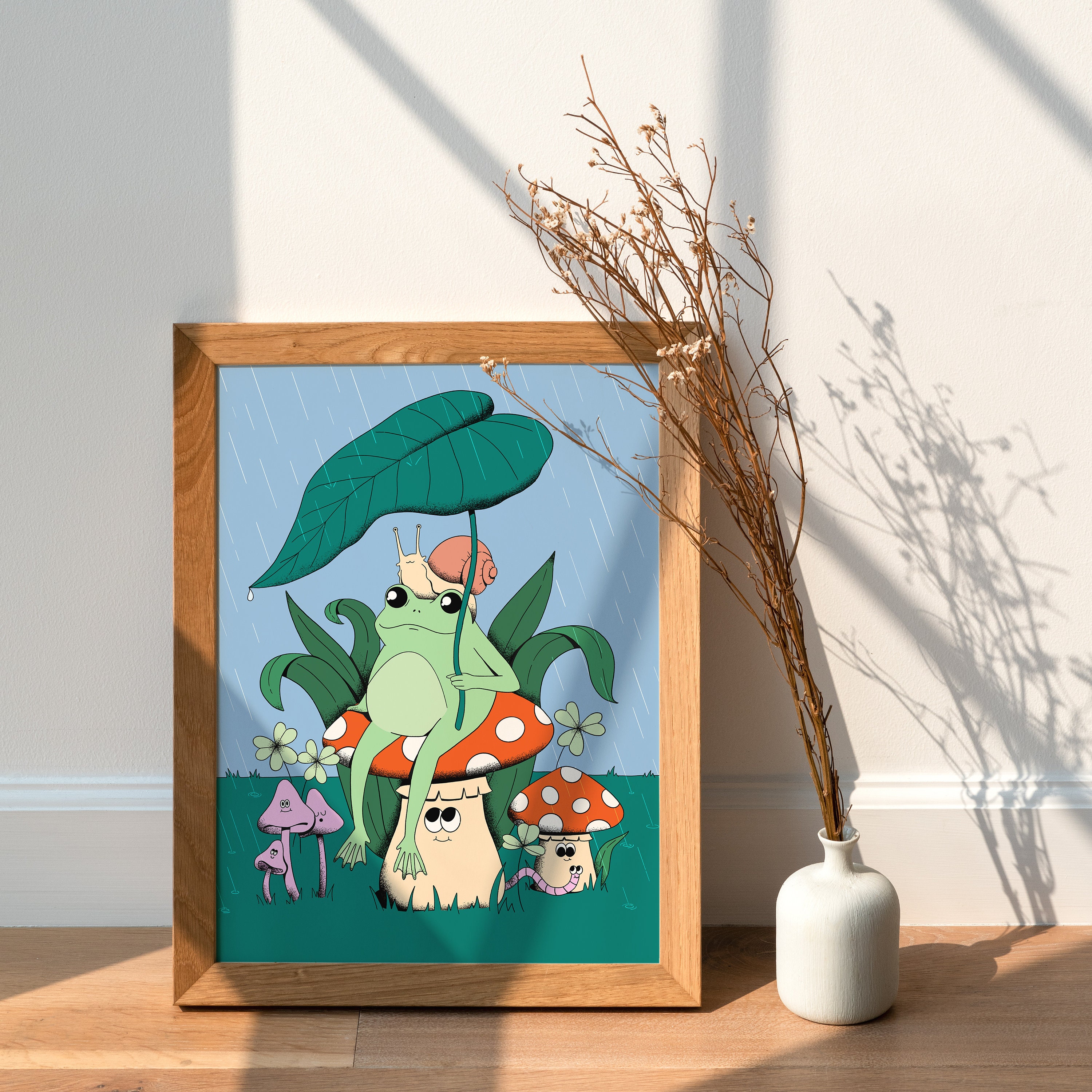 Retro Frog Poster Printable, Cute Wall Art, Digital Download, Trendy ...