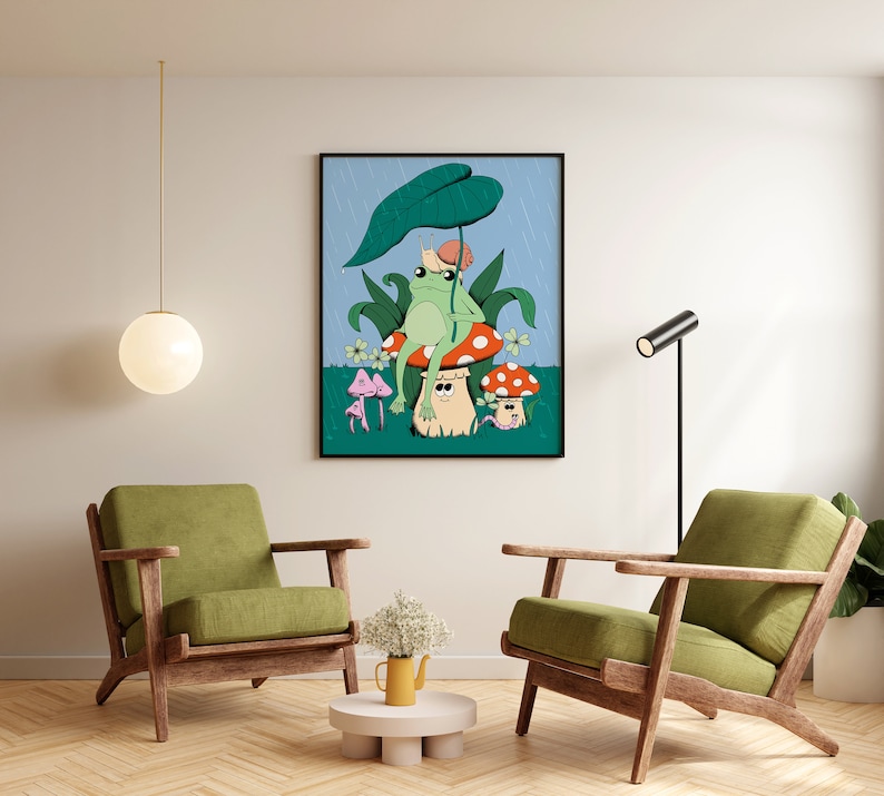 Retro Frog Poster Printable Cute Wall Art Digital Download - Etsy