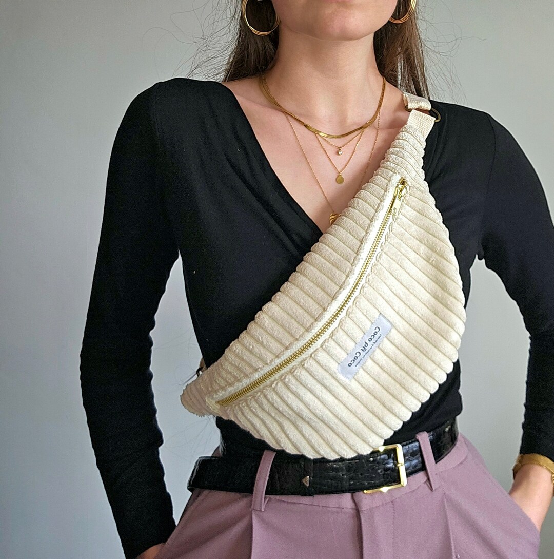 JEANNE Beige Velvet Fanny Pack, Handmade in France - Etsy