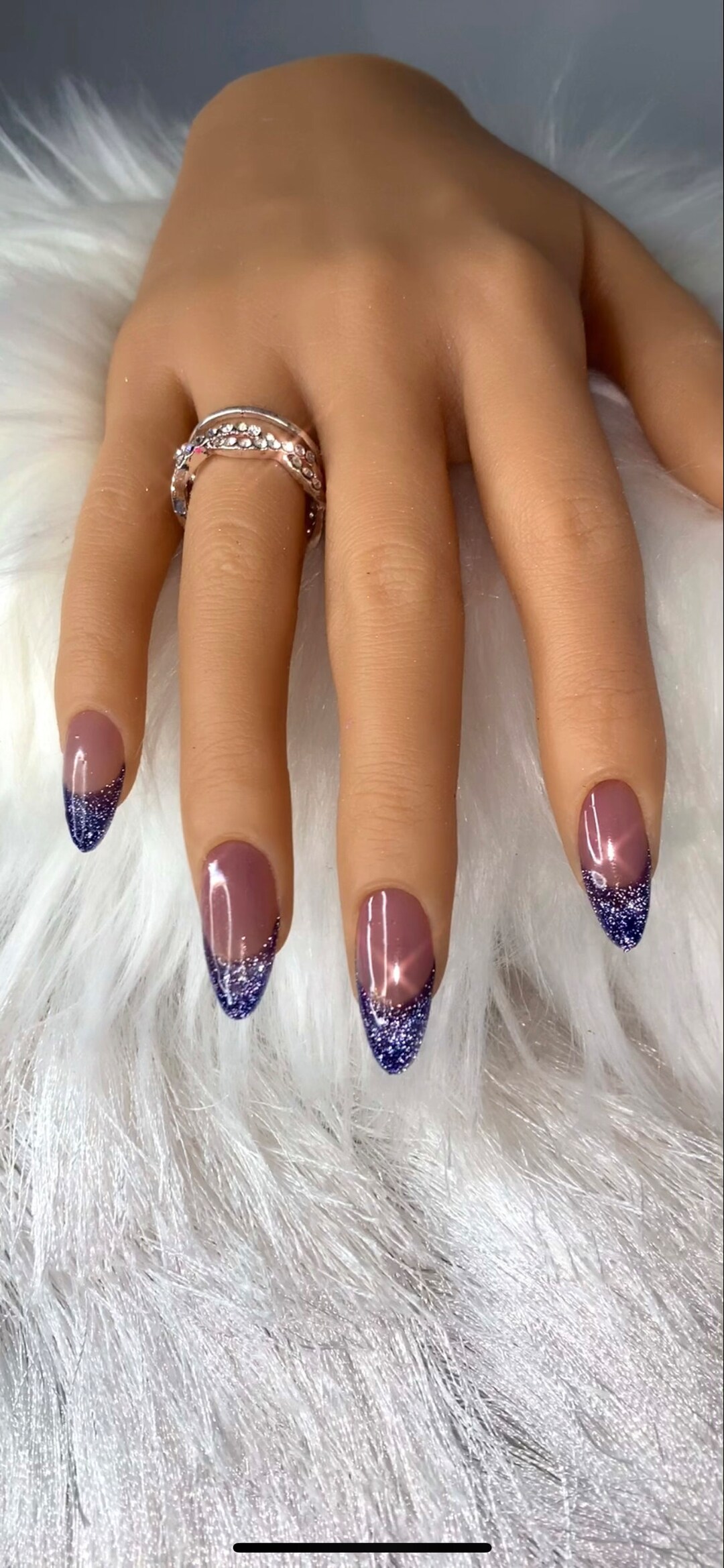 Jelly Blue Shimmer Cat Eye Glitter French Tip Coffin Press on - Etsy