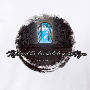 Mens Christian T-shirt Matthew 7:7, Custom Christian Graphic Tshirt ...