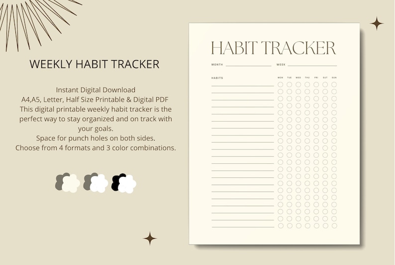 Minimal Weekly Habit Tracker Printable, Habit Tracker Printable, Daily ...