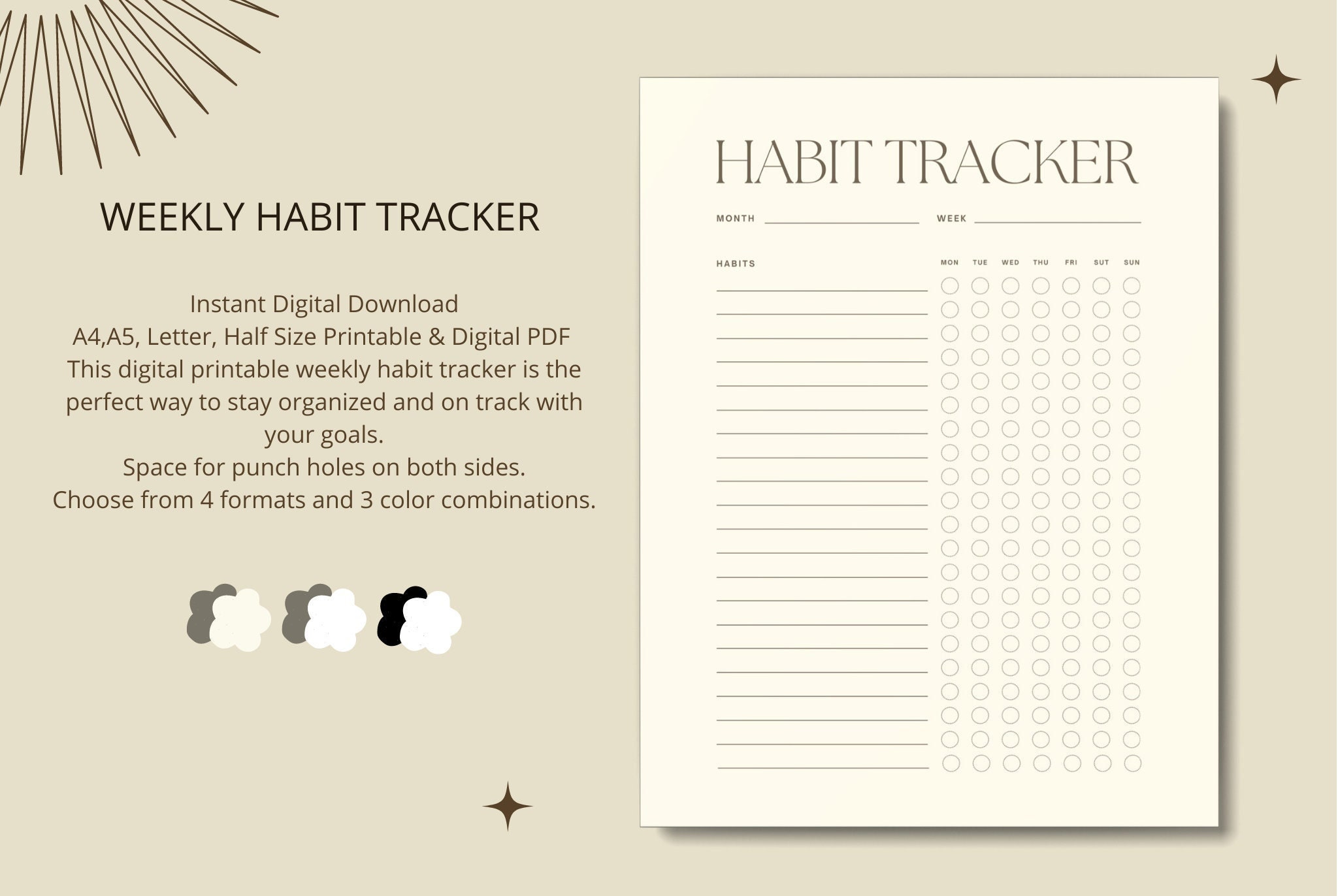 Minimal Weekly Habit Tracker Printable, Habit Tracker Printable, Daily ...