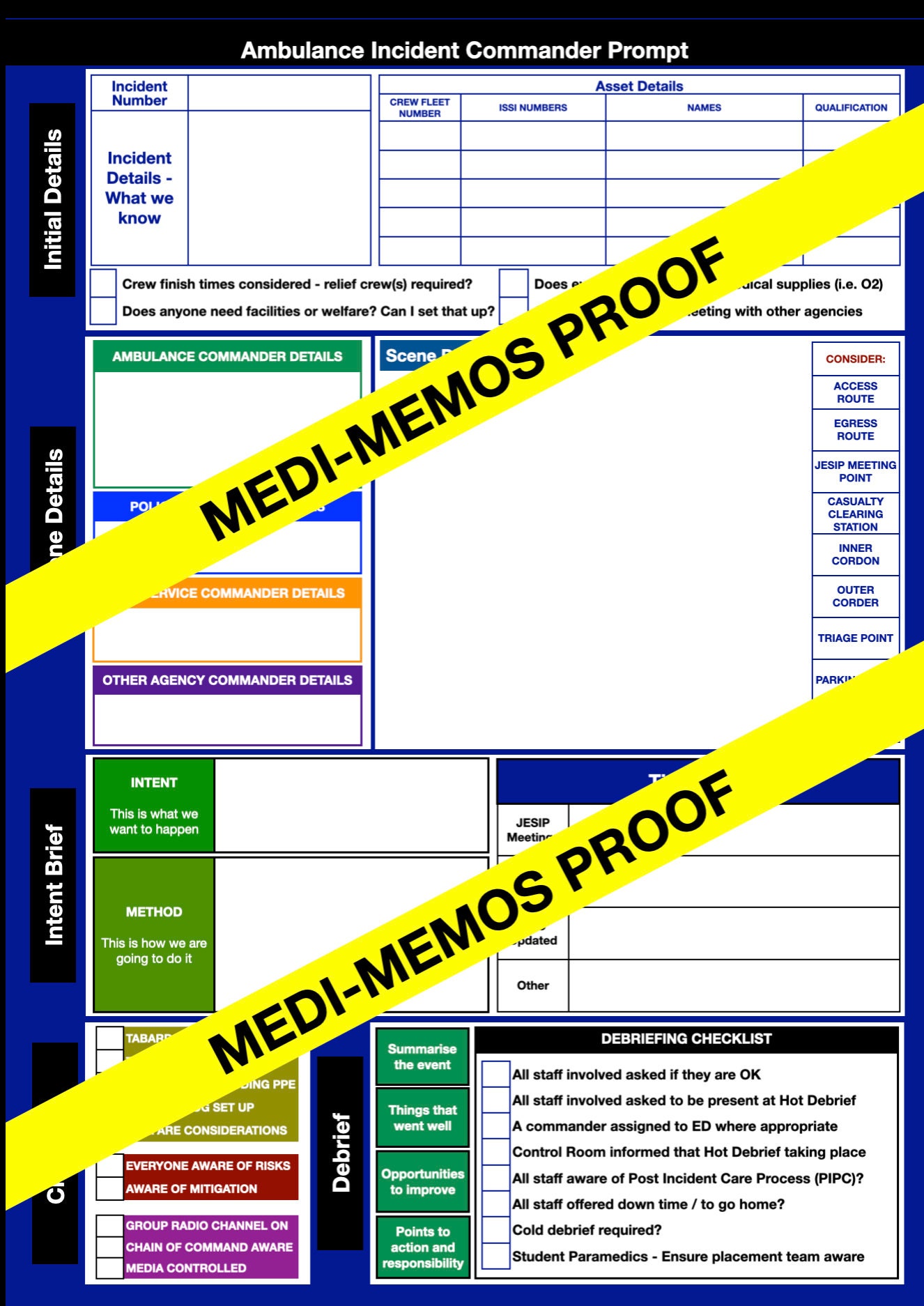 Digital Download Ambulance Incident Commander Prompt A4 Sheet - Etsy