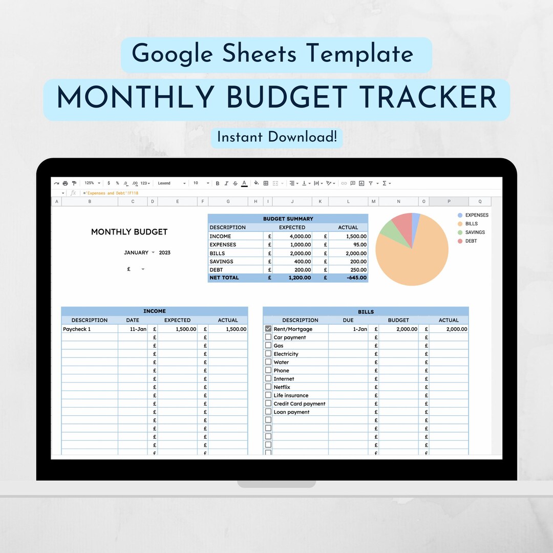 Simple Monthly Budget and Expense Tracker - Google Sheet Template ...