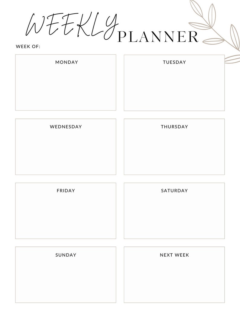 Weekly Planner Fillable Digital Download Printable Simplistic Weekly ...