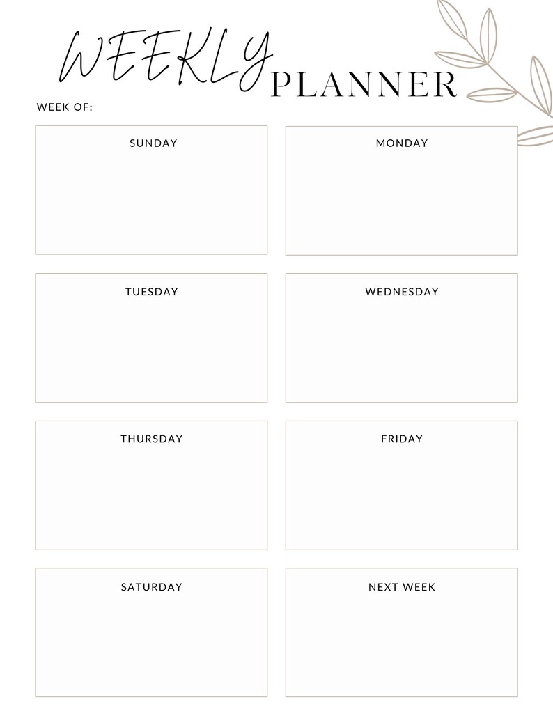 Weekly Planner Fillable Digital Download Printable Simplistic Weekly ...