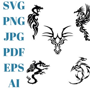 Dragon Design SVG Bundle, Dragon Clipart Dragon Cut Files for ...