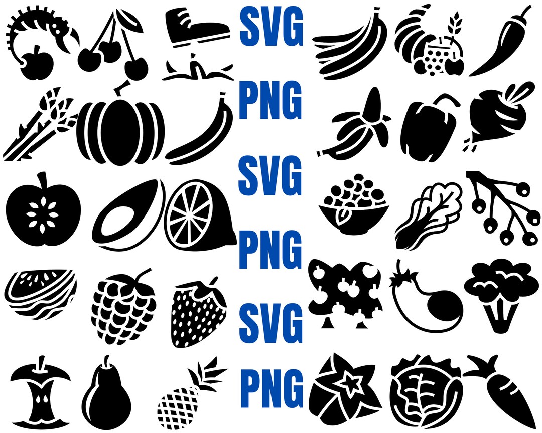 Fruits and Vegetables SVG Bundle 50+ Items | Fruits and Vegetables SVG ...