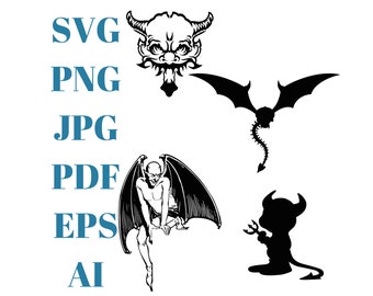 Demon SVG, PNG, PDF, Instant Download, Vector - Etsy
