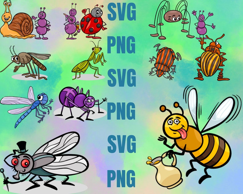 24 Cute Insects Colored SVG Bundle | Insects for Stickers Cut File ...