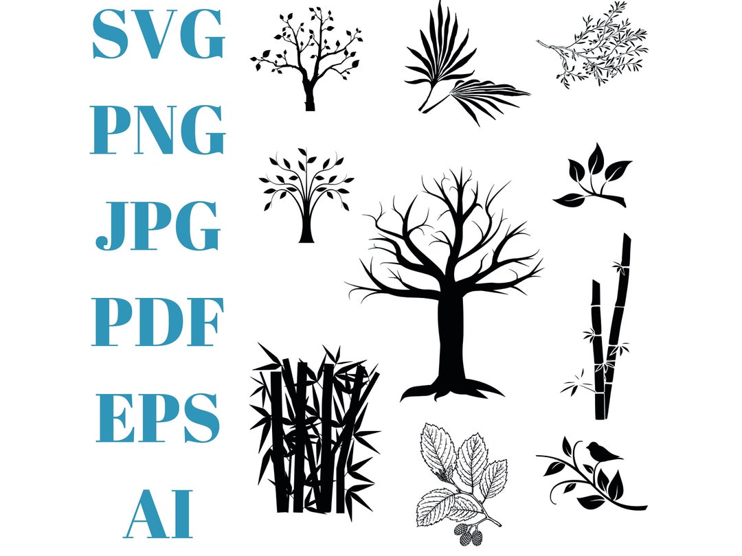 Tree Branches SVG Bundle, Branch Silhouettes Clipart, Floral Swag SVG ...