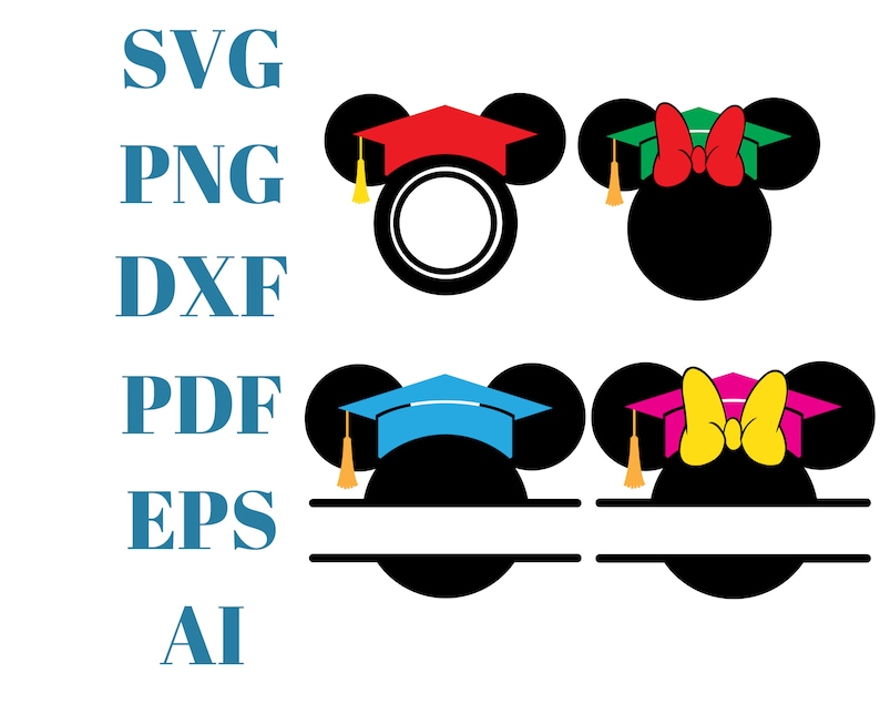 Disneyland Mickey Minnie Graduation Pack SVG | Graduation Hat, Monogram ...