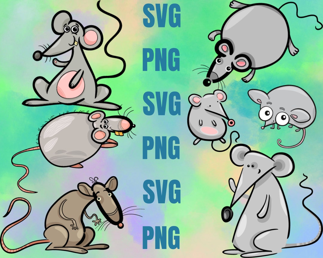 Colored Little Mouse Cartoon Bundle SVG for Cut File | Animals Cut File ...