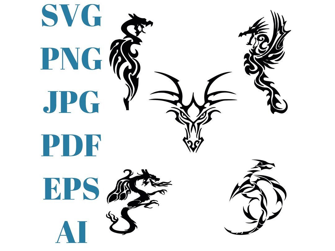 Dragon Design SVG Bundle, Dragon Clipart Dragon Cut Files for ...