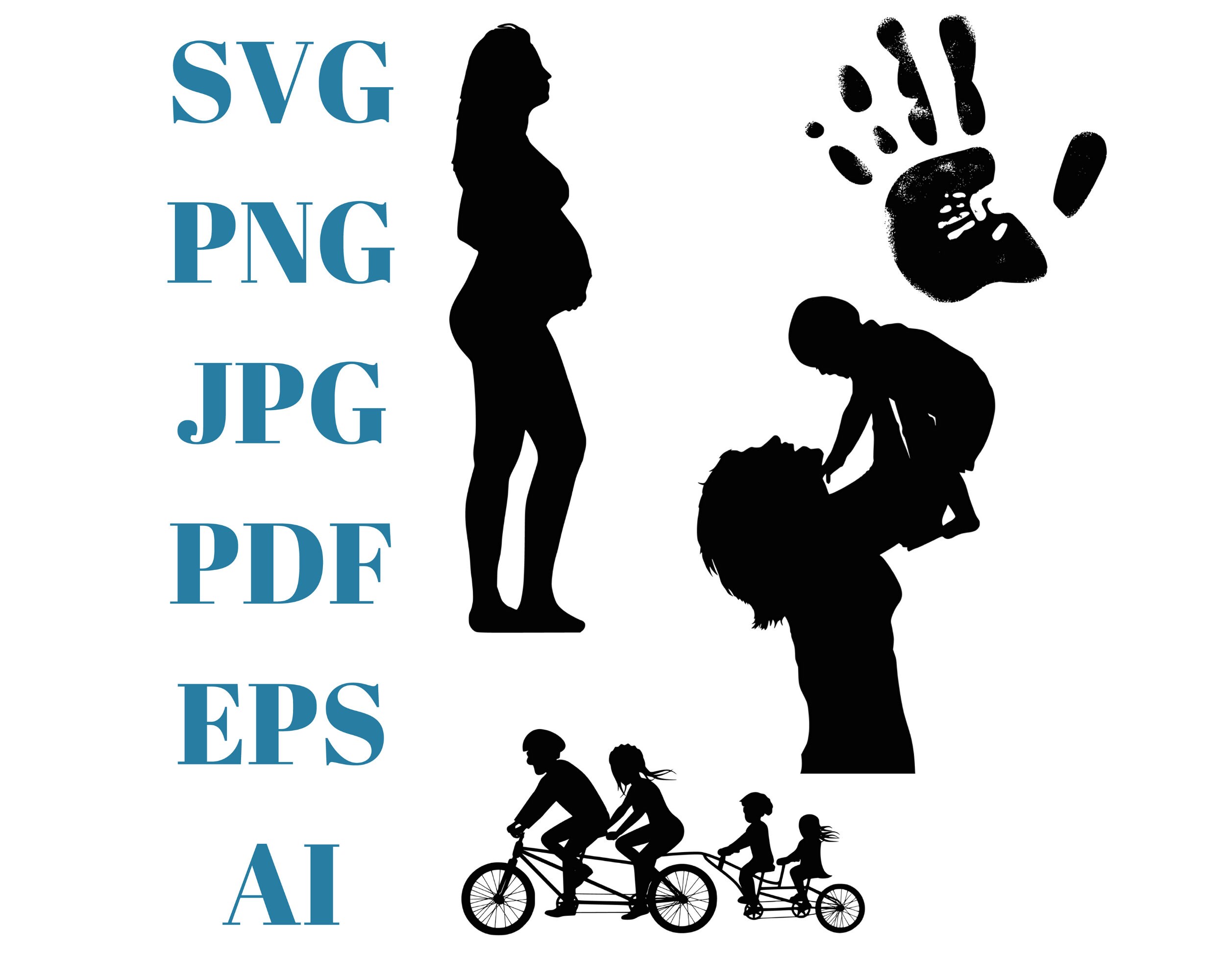 Mother SVG Bundle | Family | Pregnant Svg | Handprint Svg | PNG | AI ...