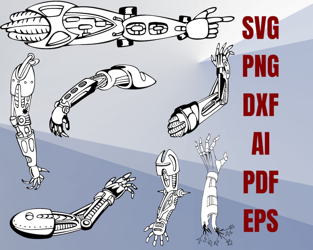 Robotic Arm SVG Bundle | Robot Arm SVG | Robot PNG | Robot Silhoutte ...