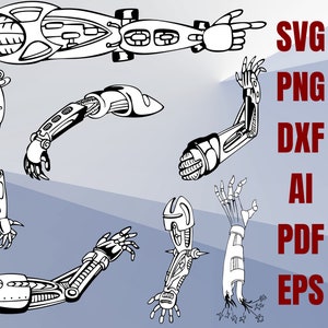 Robotic Arm SVG Bundle | Robot Arm SVG | Robot PNG | Robot Silhoutte ...