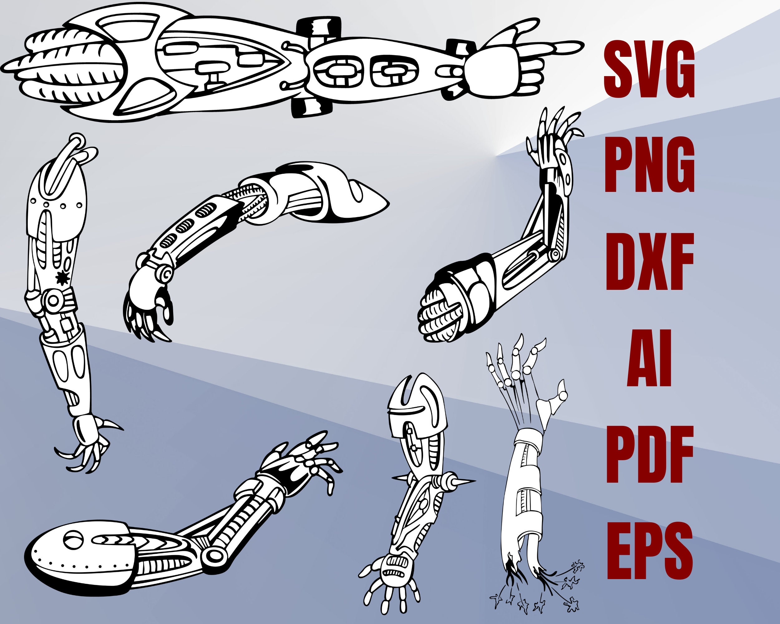 Robotic Arm SVG Bundle | Robot Arm SVG | Robot PNG | Robot Silhoutte ...