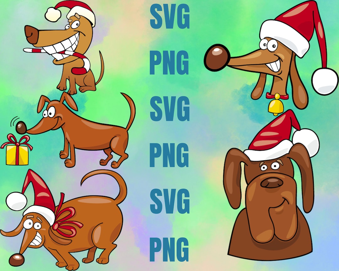 Christmas Dogs SVG Bundle | Dogs Clipart | Peeking Dogs Santa Hat ...