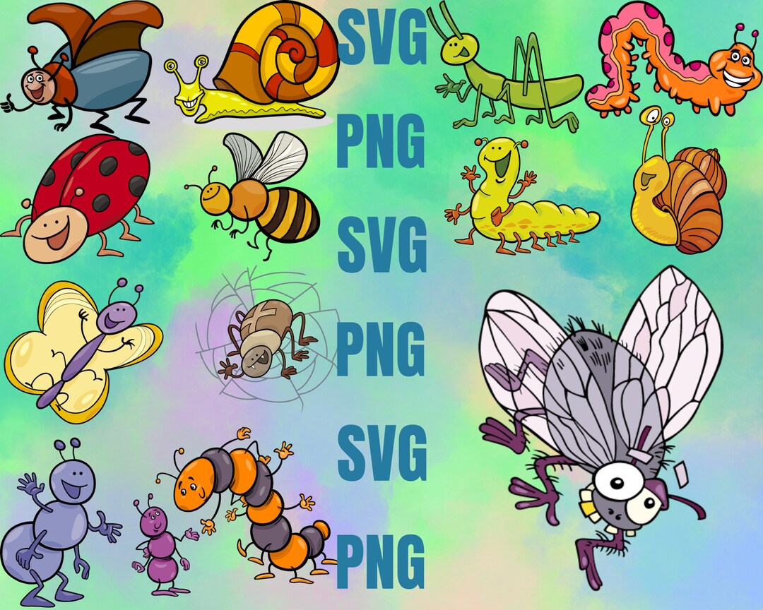 24 Cute Insects Colored SVG Bundle | Insects for Stickers Cut File ...