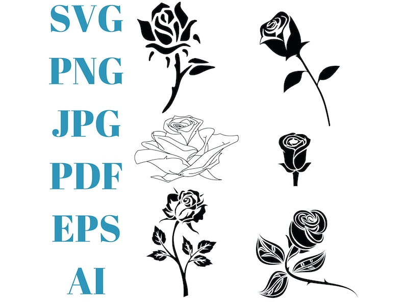 ROSE SVG Bundle, Rose Flower Svg, Valentine Rose, Roses Vector Svg ...