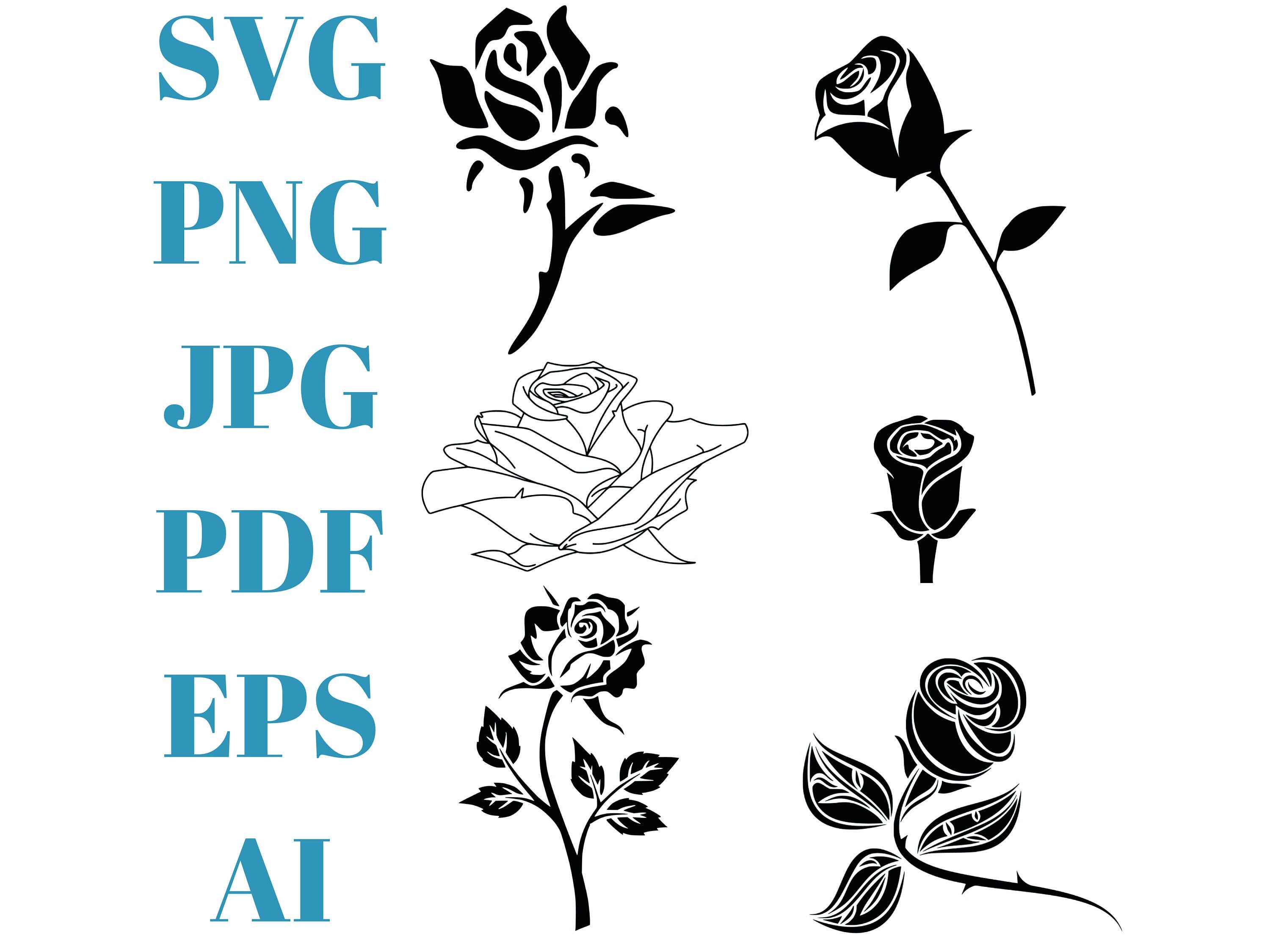 ROSE SVG Bundle, Rose Flower Svg, Valentine Rose, Roses Vector Svg ...