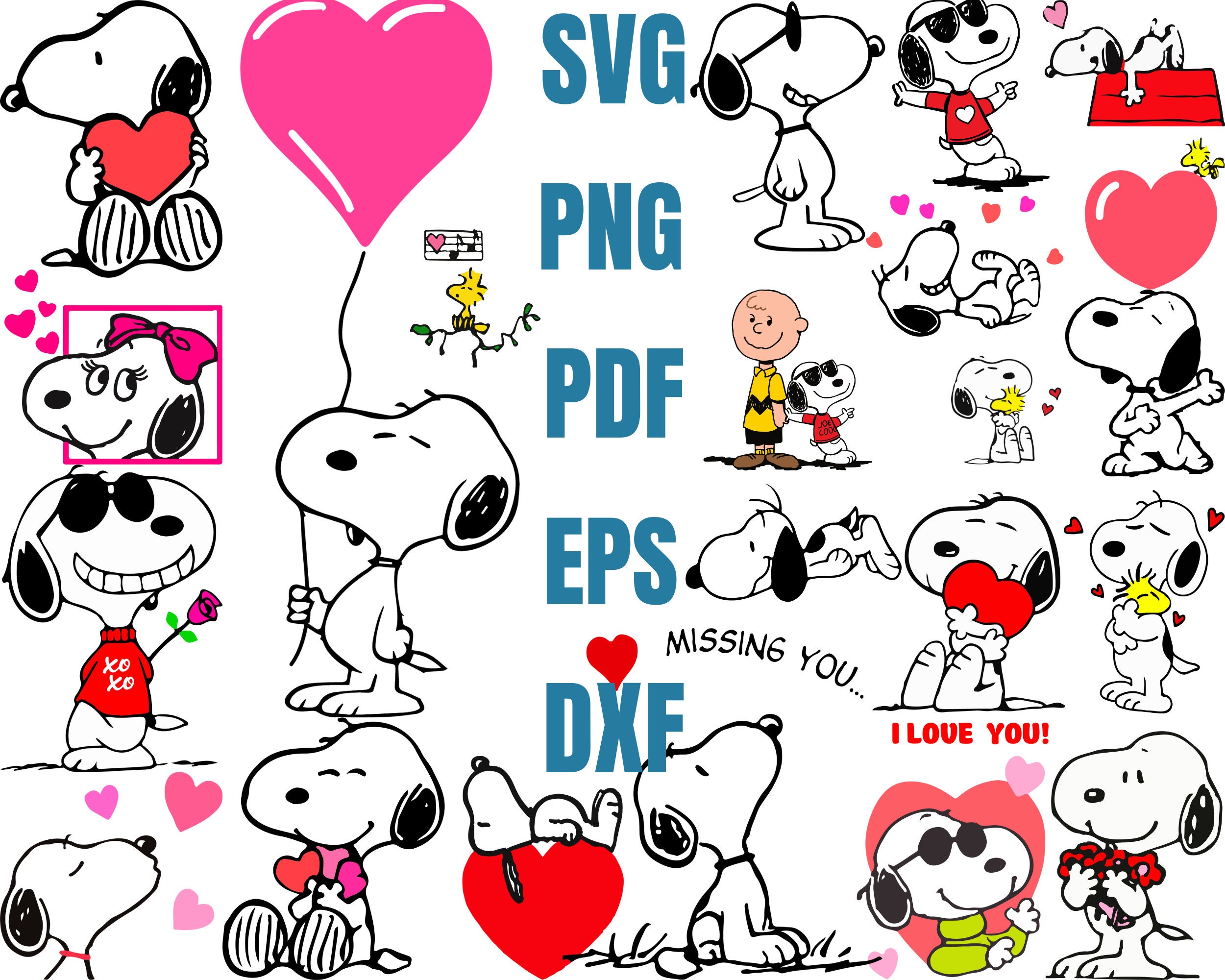Snoopy SVG Bundle Snoopy Clipart Snoopy Love Peanuts SVG Snoopy ...