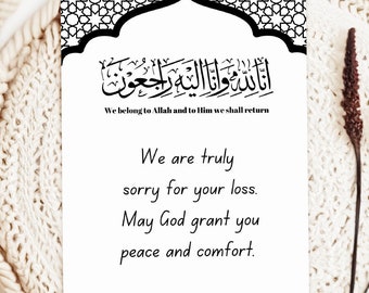 Islamic Sympathy Card Thoughtful Islamic Condolence Card Bereavement ...