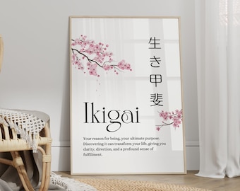 Ikigai Japanese Calligraphy Digital Print Wall Art Inspiration - Etsy